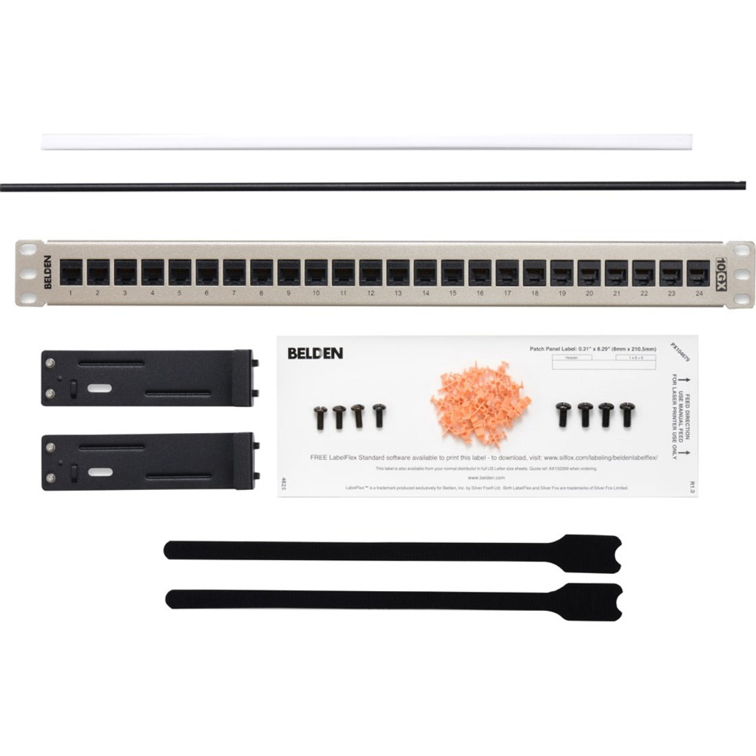 Belden 10GX KeyConnect Patch Panel, 24-port, 1U, Titanium (AX103254 ...