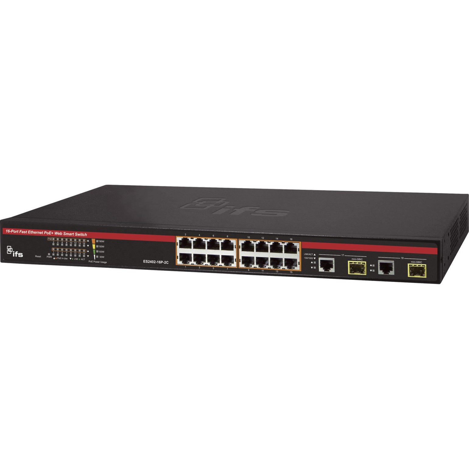 Interlogix 16 PORT 10/100TX 802.3A1 POE/2 PORT GIGABIT TP/SFP (ES2402 ...