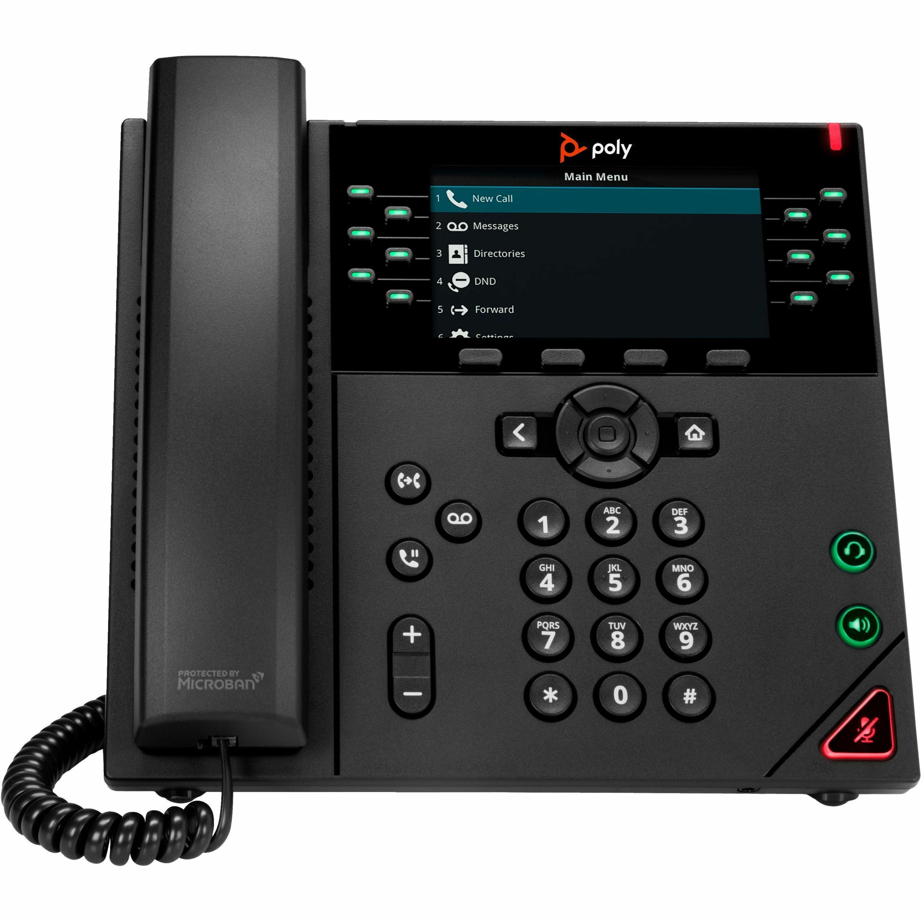 Poly VVX 450 12-Line IP Phone, 4.3" Color LCD Display, PoE-enabled, Vo ...