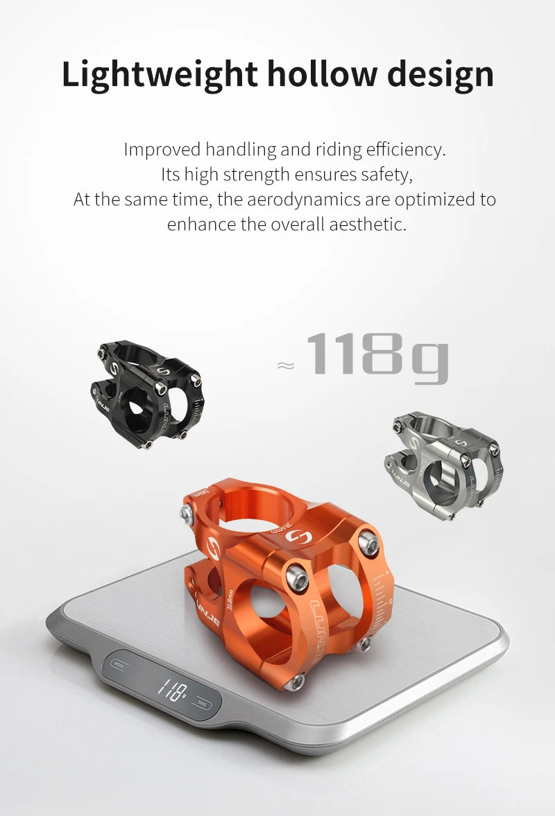 LUNJE XT-A015B Ultralight High Strength CNC Bicycle Stem, 31.8MM MTB R ...