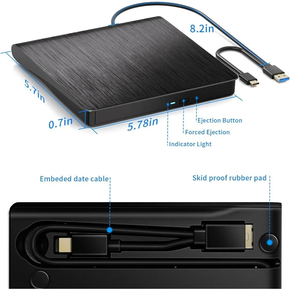 External Blu-ray Drive Burner Reader and Writer Optical Drive Player S ...