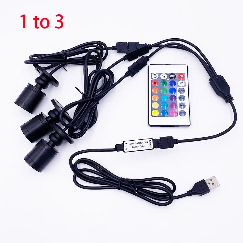 Dimmable RGB LED Spotlight 1W 3W USB 5V Ceiling Spot Light Remote Set ...