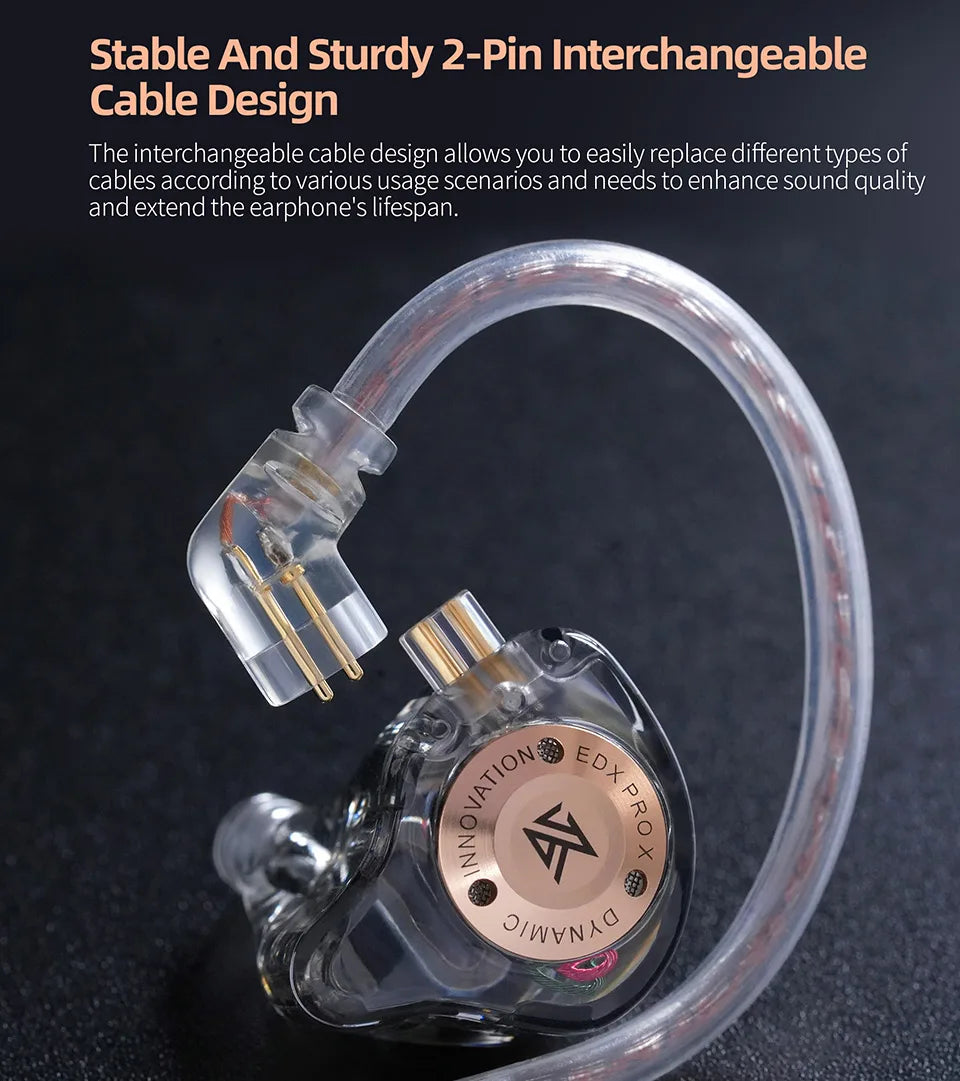 KZ EDX PRO X In-Ear Monitor IEM Headset HiFi Deep Bass Dynamic Driver ...