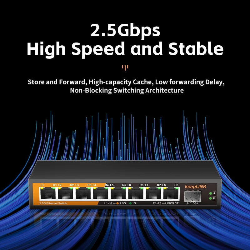 8-Port 2.5Gbps Ethernet Network Switch with 10Gb SFP+ Uplink, Plug and – Network Hardwares