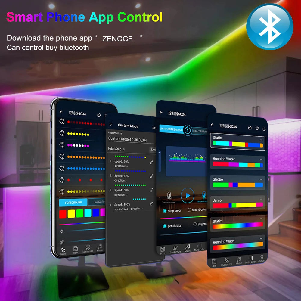 WS2812B Individually Addressable LED Strip Kit, 5V Smart RGB, Bluetoot ...