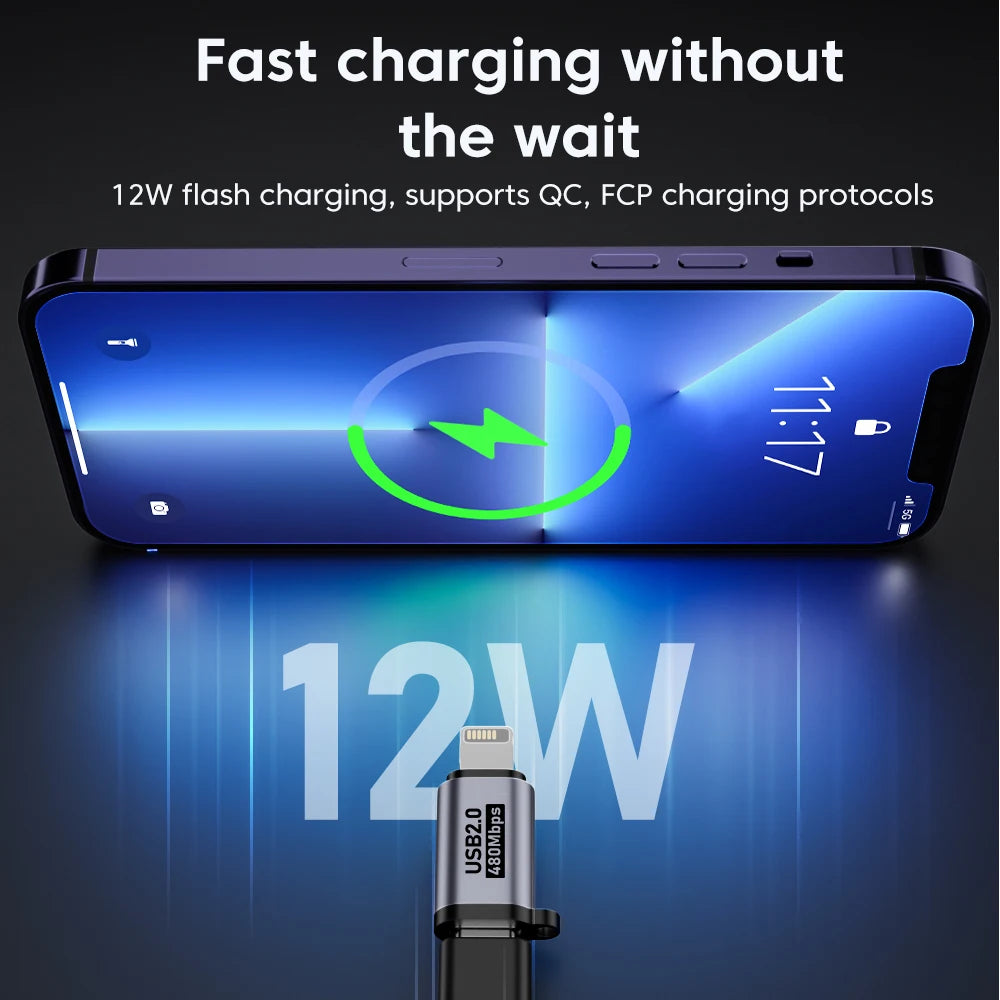 USB 2.0 Data Cable Converter Set with Micro, Type-C, iOS Adapters, Sup ...