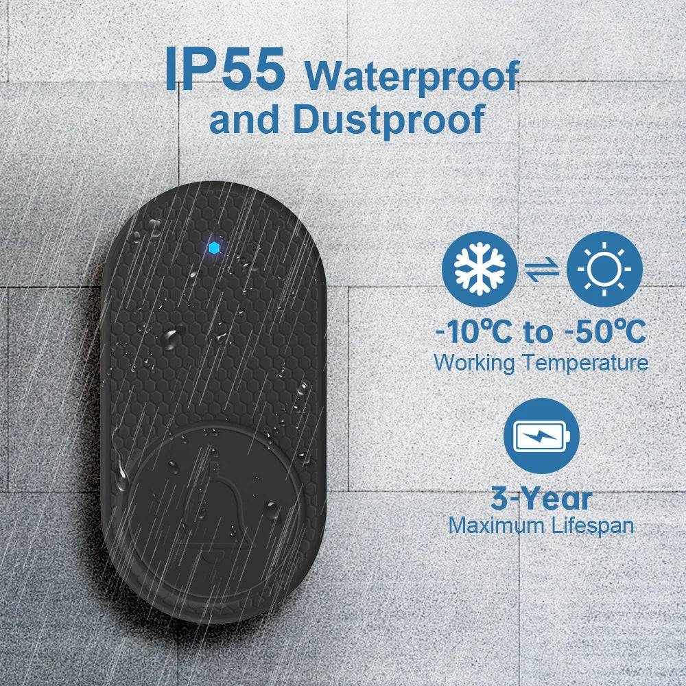 Waterproof Wireless Doorbell Intelligent Alarm With 33 Songs, 4 Adjust ...