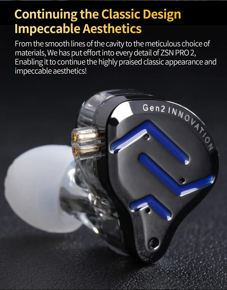 KZ ZSN PRO 2 Hybrid Drive In-Ear Monitor Headset with 10mm DD and 3009 ...