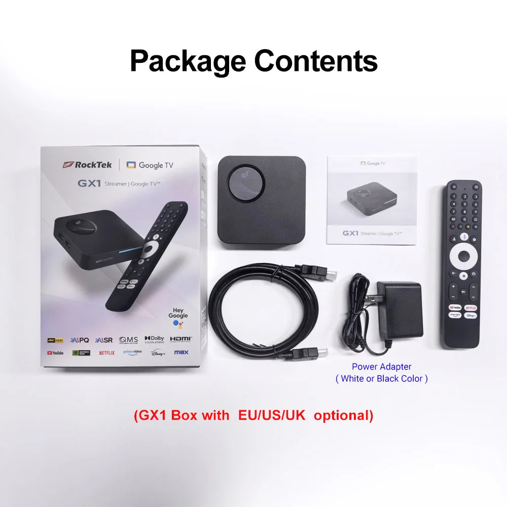 RockTek GX1 Google TV Streamer, Android TV 12, 4GB RAM, 32GB Storage ...