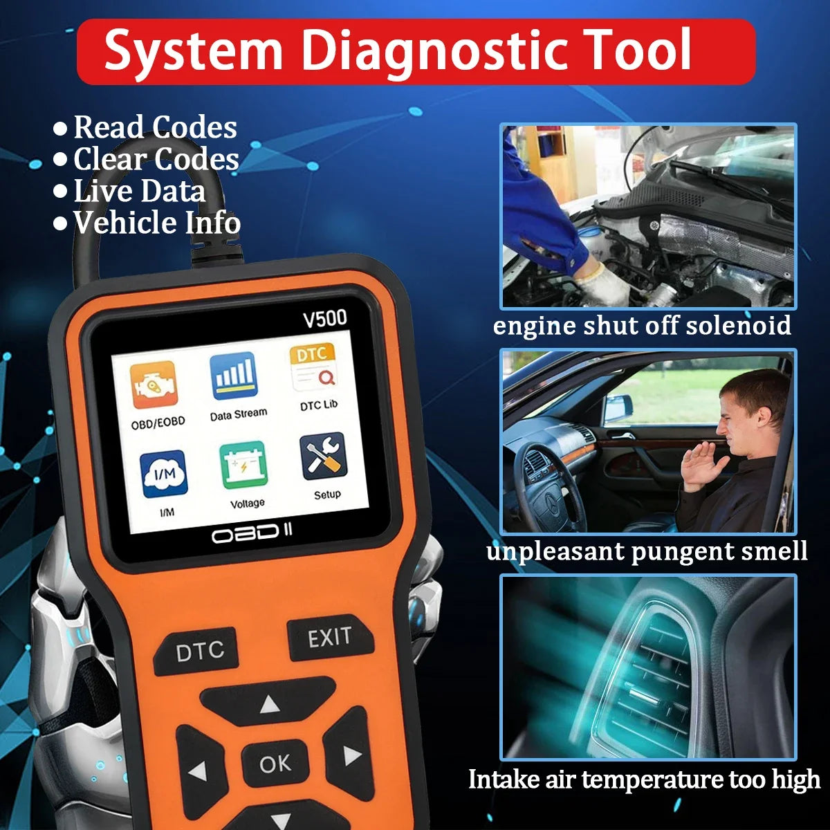 V500 OBD II Scan Tool Code Reader, Voltage Tester, Real-Time Data Moni ...