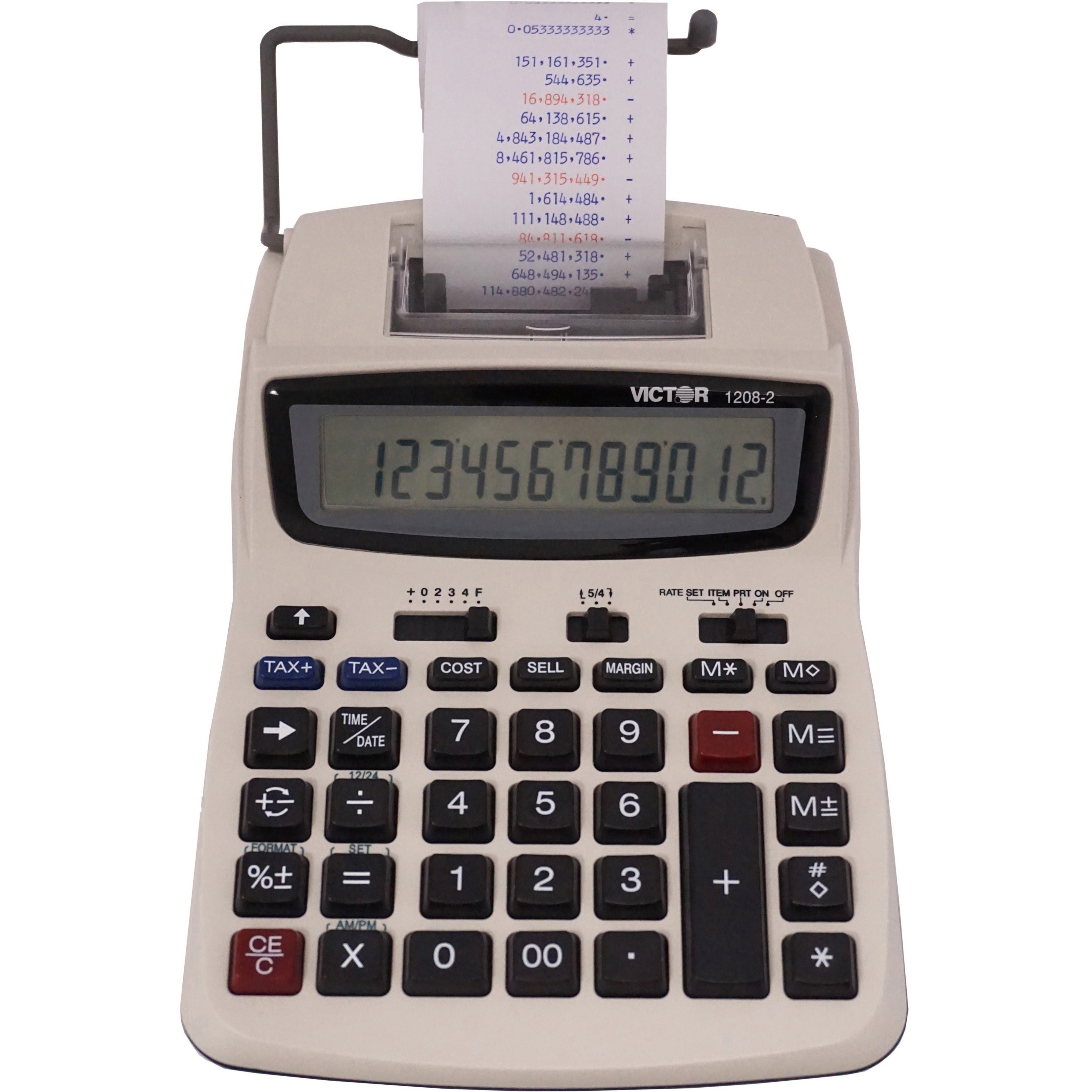 Victor 1208-2 12 Digit Compact Commercial Printing Calculator, Clock ...