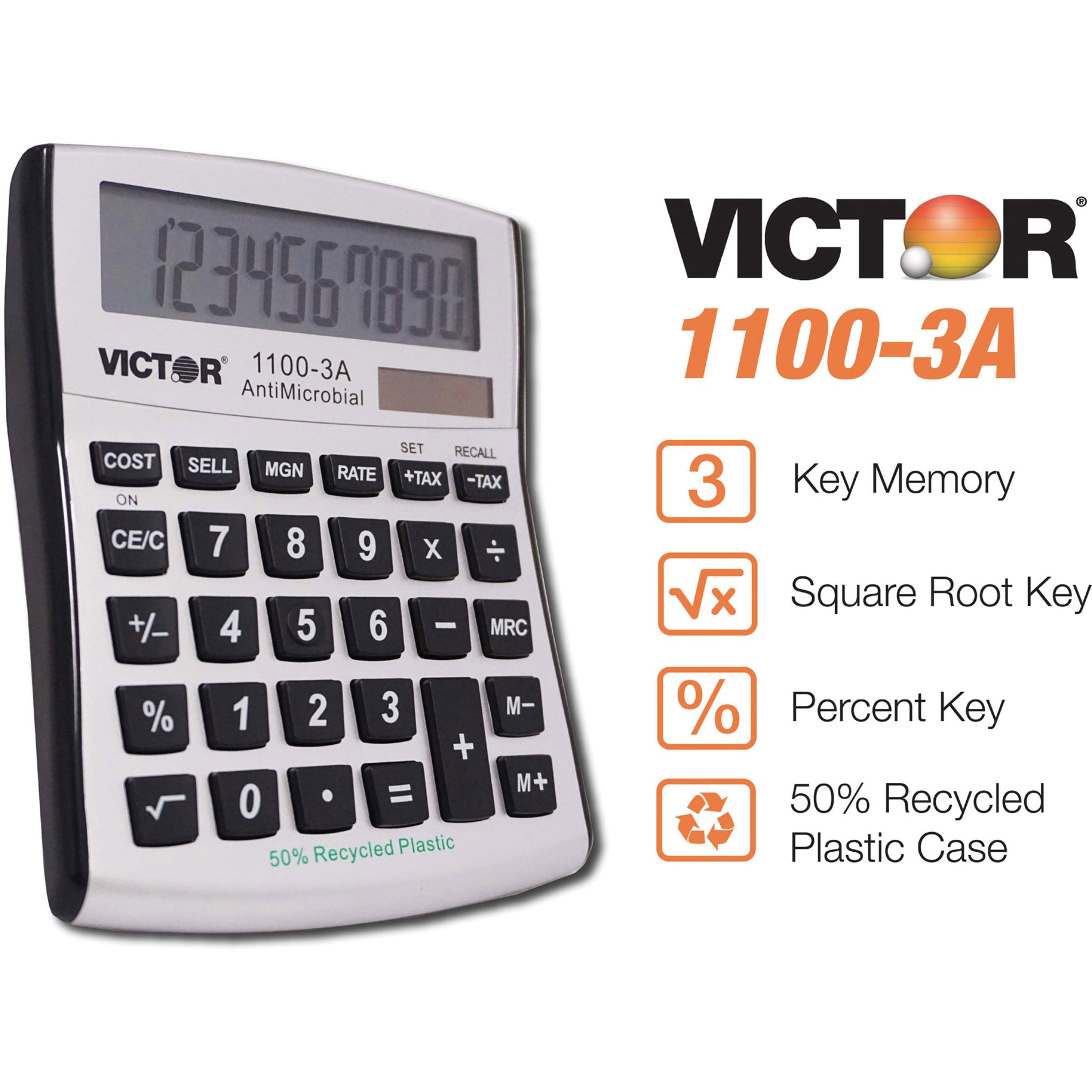 Victor 1100-3A Mini Desktop Calculator, Angled Display, Large Display ...