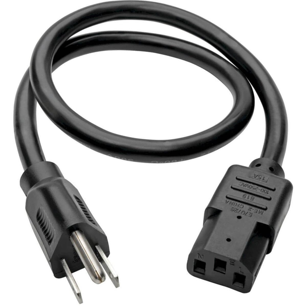 Tripp Lite P007-002 Standard Power Cord, 2 ft, 15A, 220V AC, NEMA 5-15 ...
