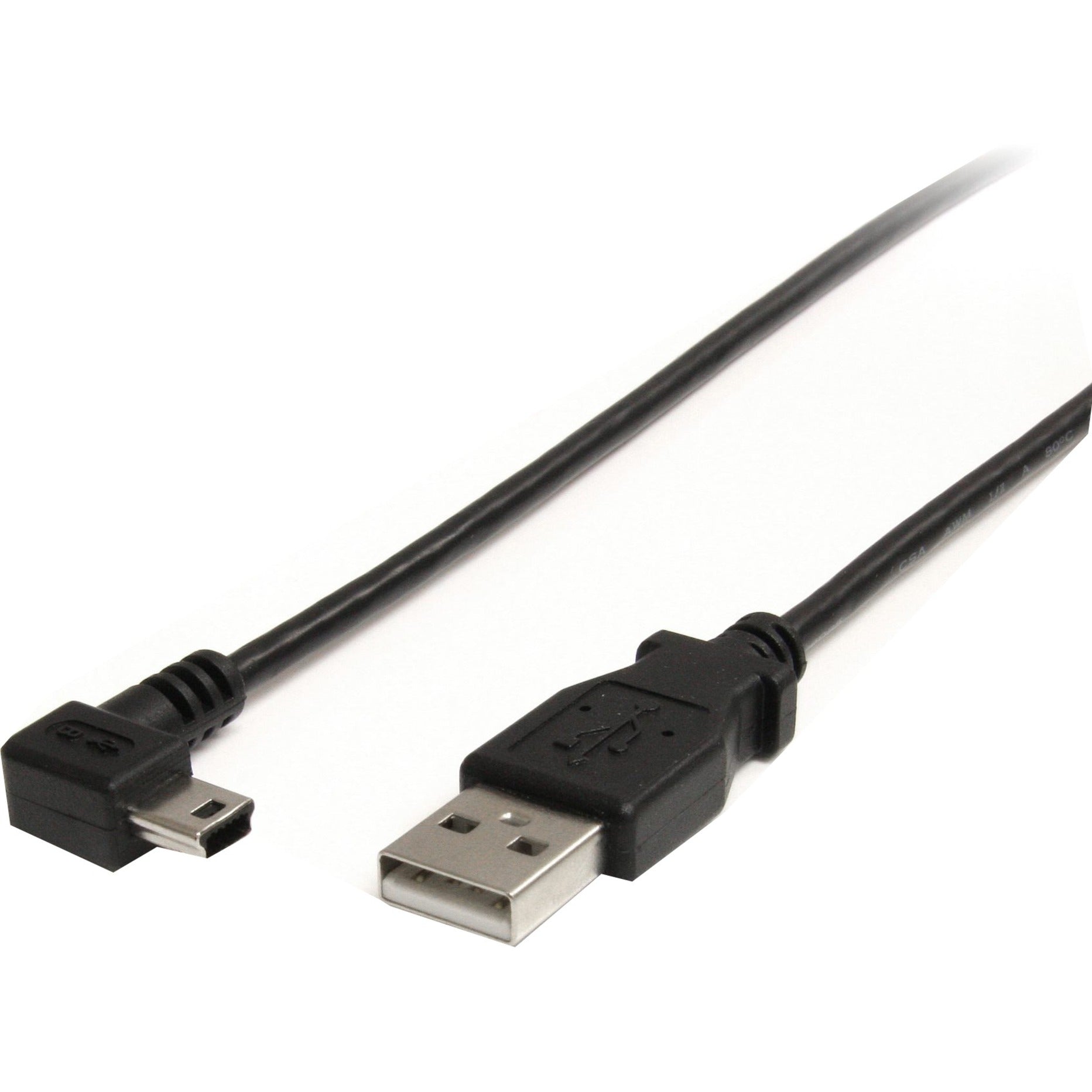 StarTech.com 6ft USB Data Transfer Cable, Right Angle Mini-B to USB-A ...