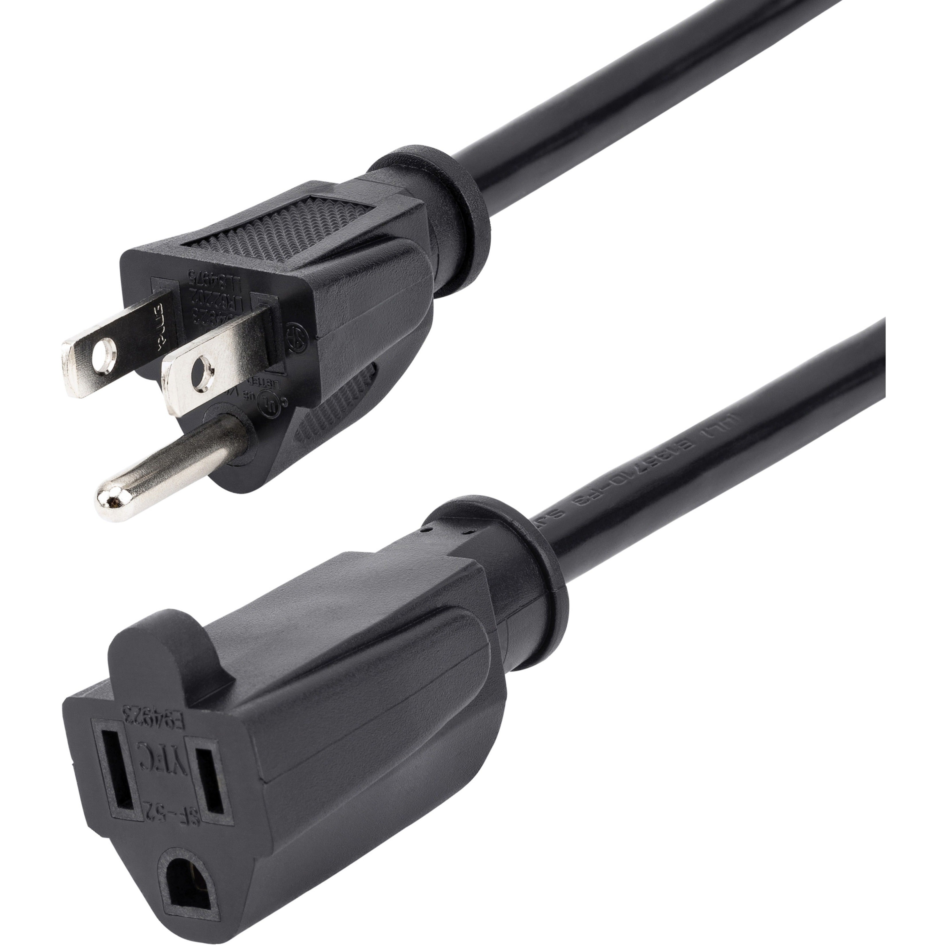 StarTech.com PAC10120 20 ft Power Cord Extension, NEMA 5-15R to NEMA 5 ...