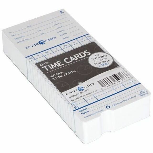 Pyramid Time Systems 42415 Pyramid Time Cards, Heavy Duty, Double-side ...