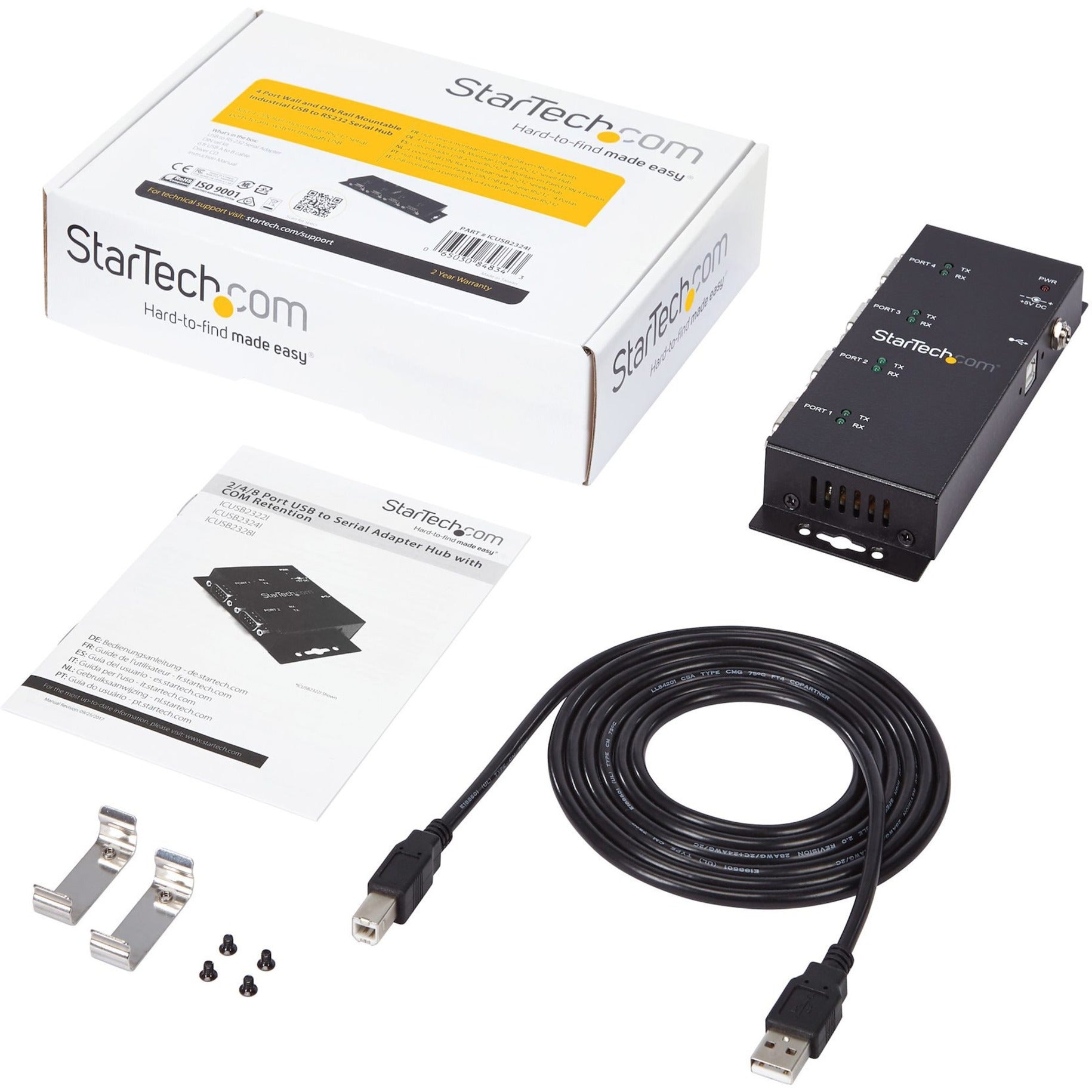 StarTech.com ICUSB2324I 4 Port USB to DB9 RS232 Serial Adapter Hub - I – Network Hardwares