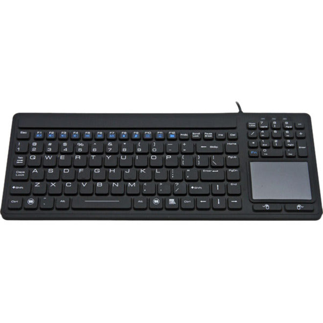 Solidtek KB-IKB-107 Keyboard, Waterproof Silicone with Touchpad, Black ...