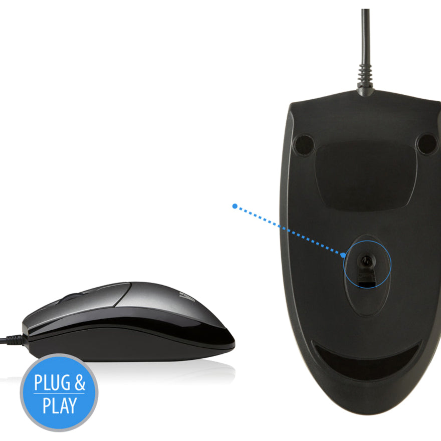 V7 MV3000010-5NC Full Size USB Optical Mouse, 2 Year Warranty, Scroll ...