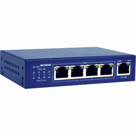 4XEM 4XLS5004P255 4-Port PoE+(Plus) Ethernet Switch, 10/100Mbps, 25.5W ...