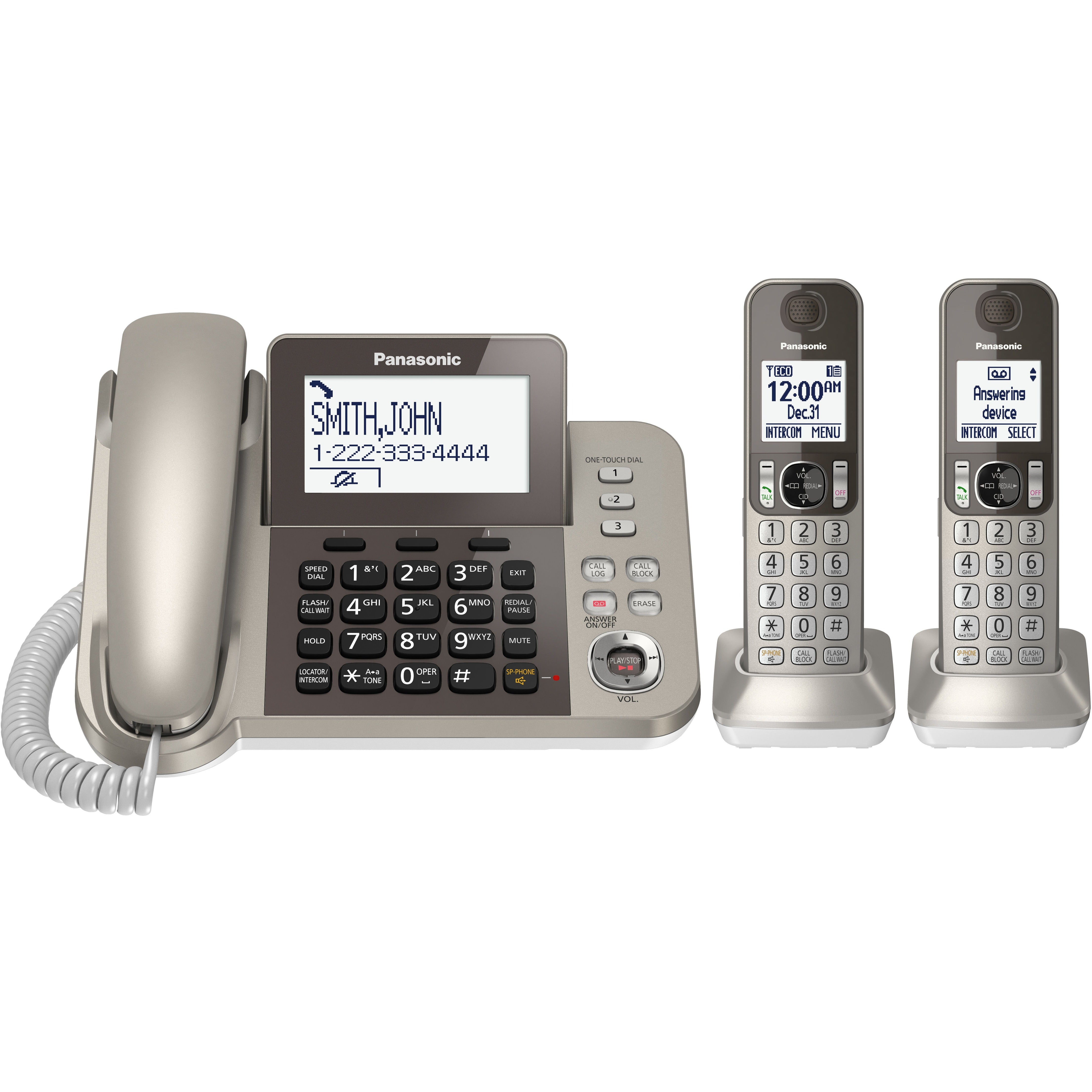 Panasonic DECT 6.0 Cordless Phone KX-TGF352N Champagne Gold, Call Bloc ...