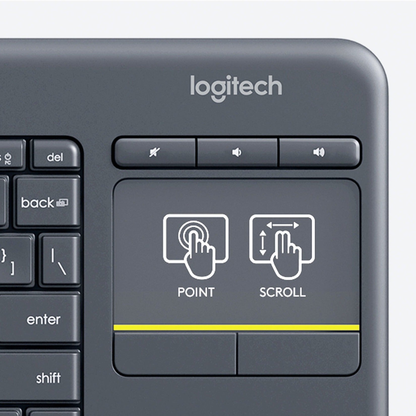 Logitech 920-007119 K400 Plus Touchpad Wireless Keyboard, Black - Volu ...
