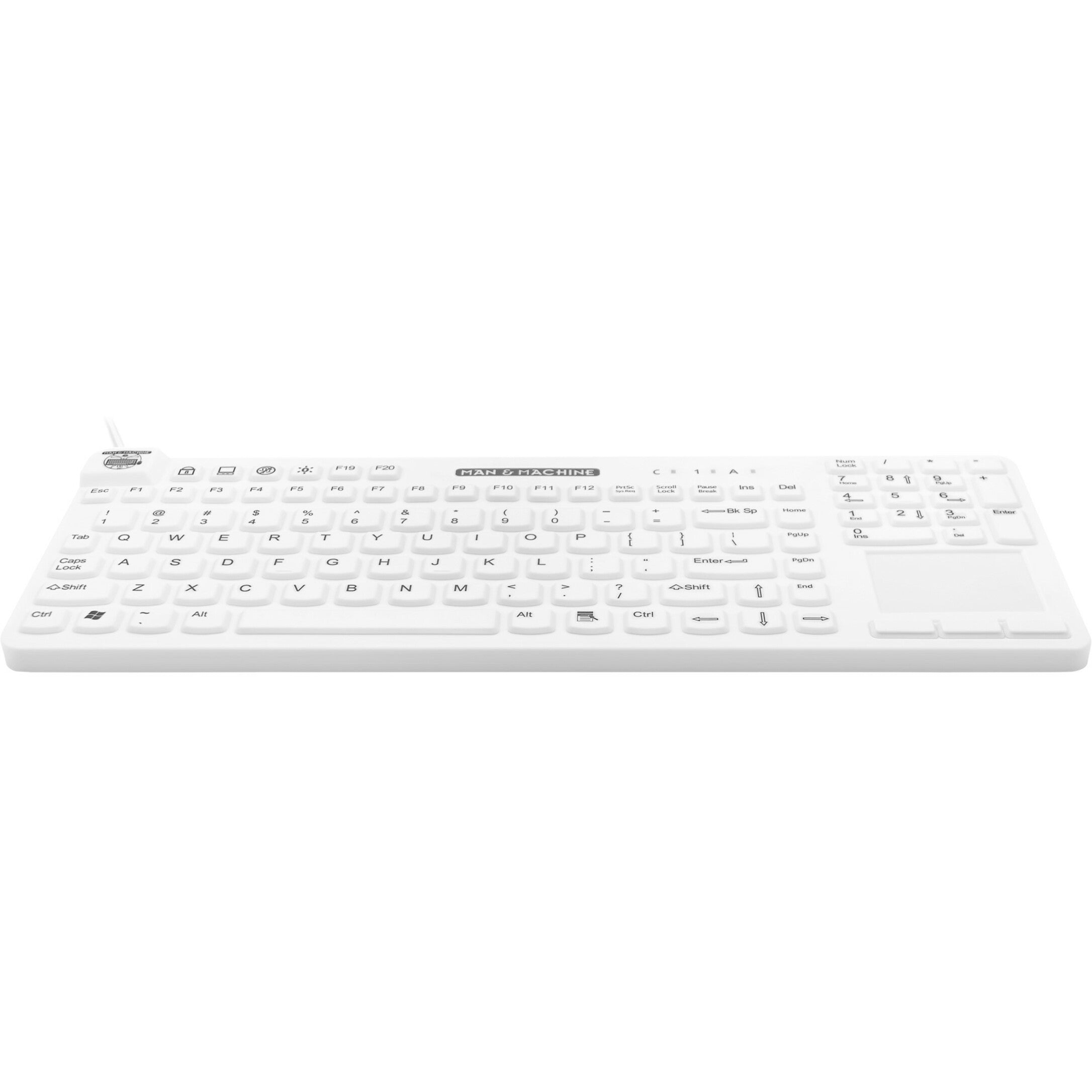 Man & Machine Really Cool Touch Industrial Silicon Rubber Keyboard, Wa ...