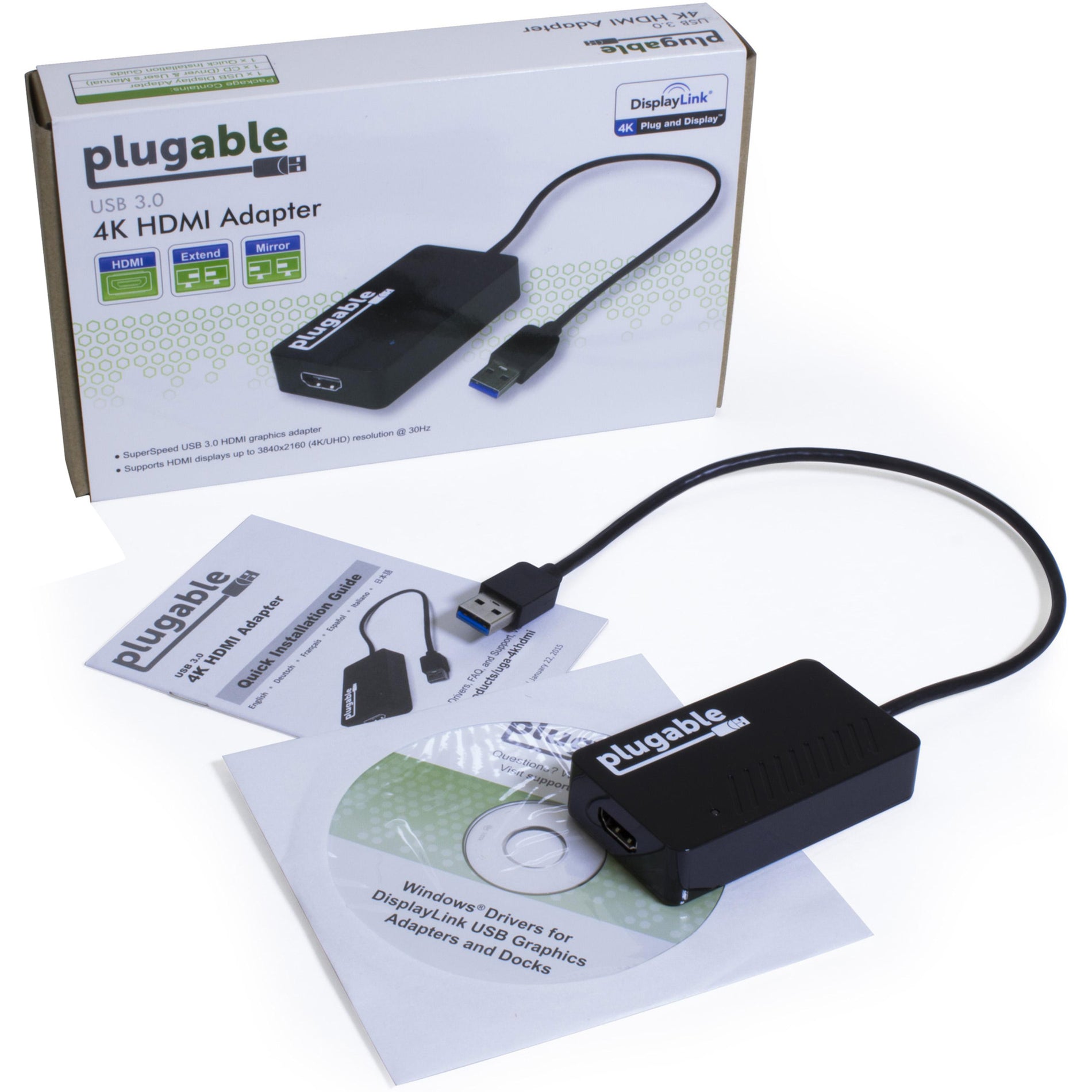 Plugable UGA-4KHDMI USB 3.0 4K HDMI Adapter for Multiple Monitors, Eas ...