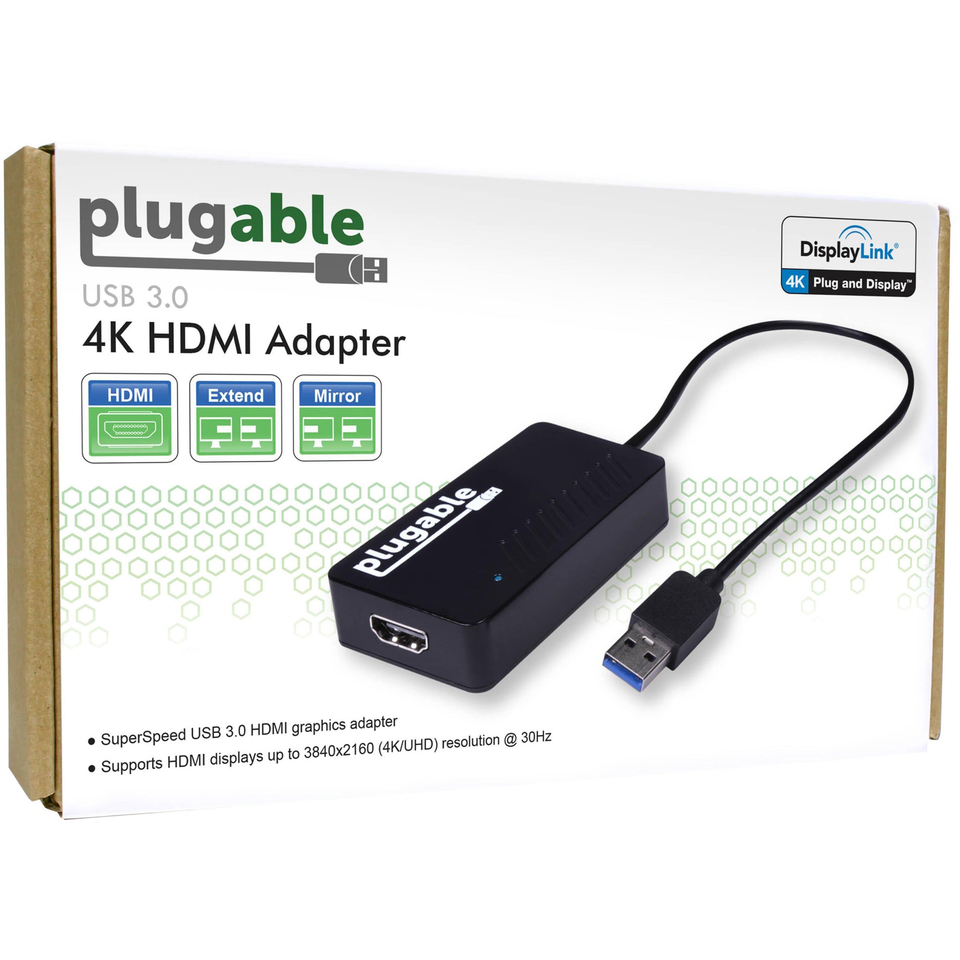 Plugable UGA-4KHDMI USB 3.0 4K HDMI Adapter for Multiple Monitors, Eas ...