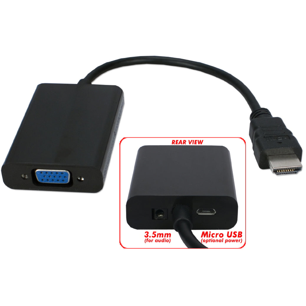 QVS XHDV-A HDMI to VGA Video with Audio Converter, A/V Cable for Table ...