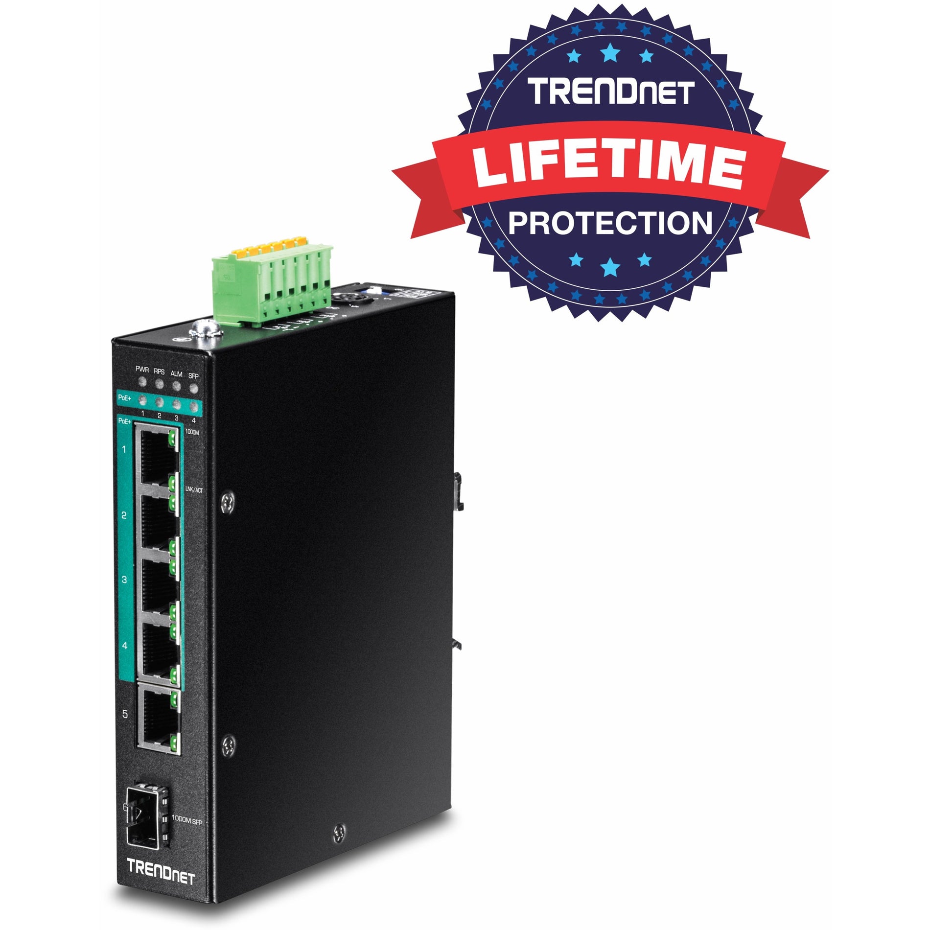 TRENDnet TI-PG541i 6-port hardened Industrial Gigabit PoE+ Layer 2 Man ...
