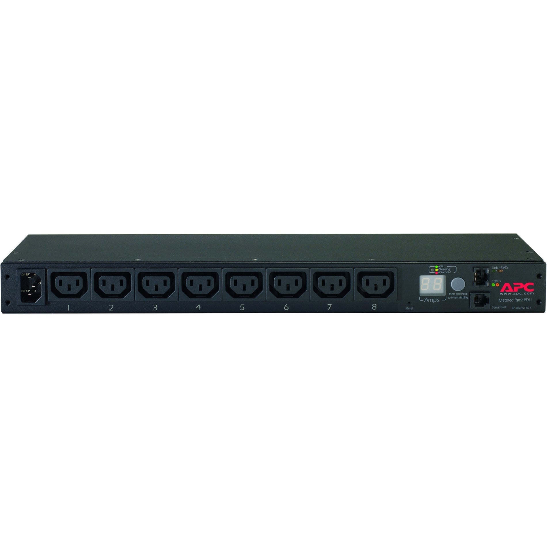 APC AP7821B Rack PDU, Metered, 1U, 16A, 208/230V, (8) C13, SNMP, Telne ...