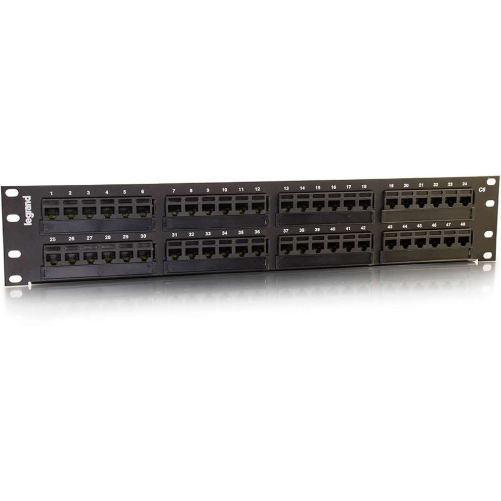 C2G 37200 48-Port Cat6 110-Type Patch Panel, 2U Rackmount, Black ...