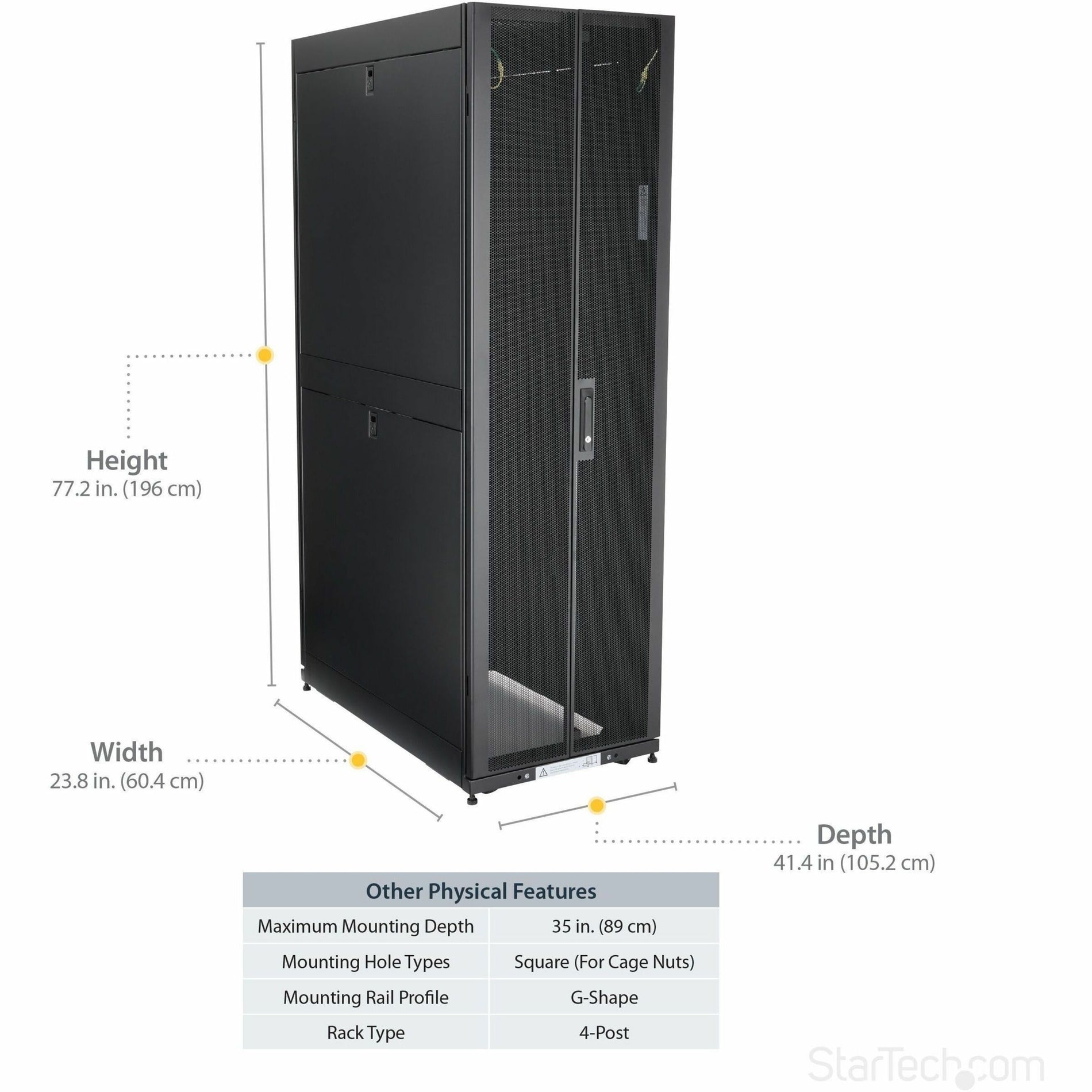StarTech.com RK4242BK24 42U Server Rack Cabinet - 37 in. Deep Enclosur ...