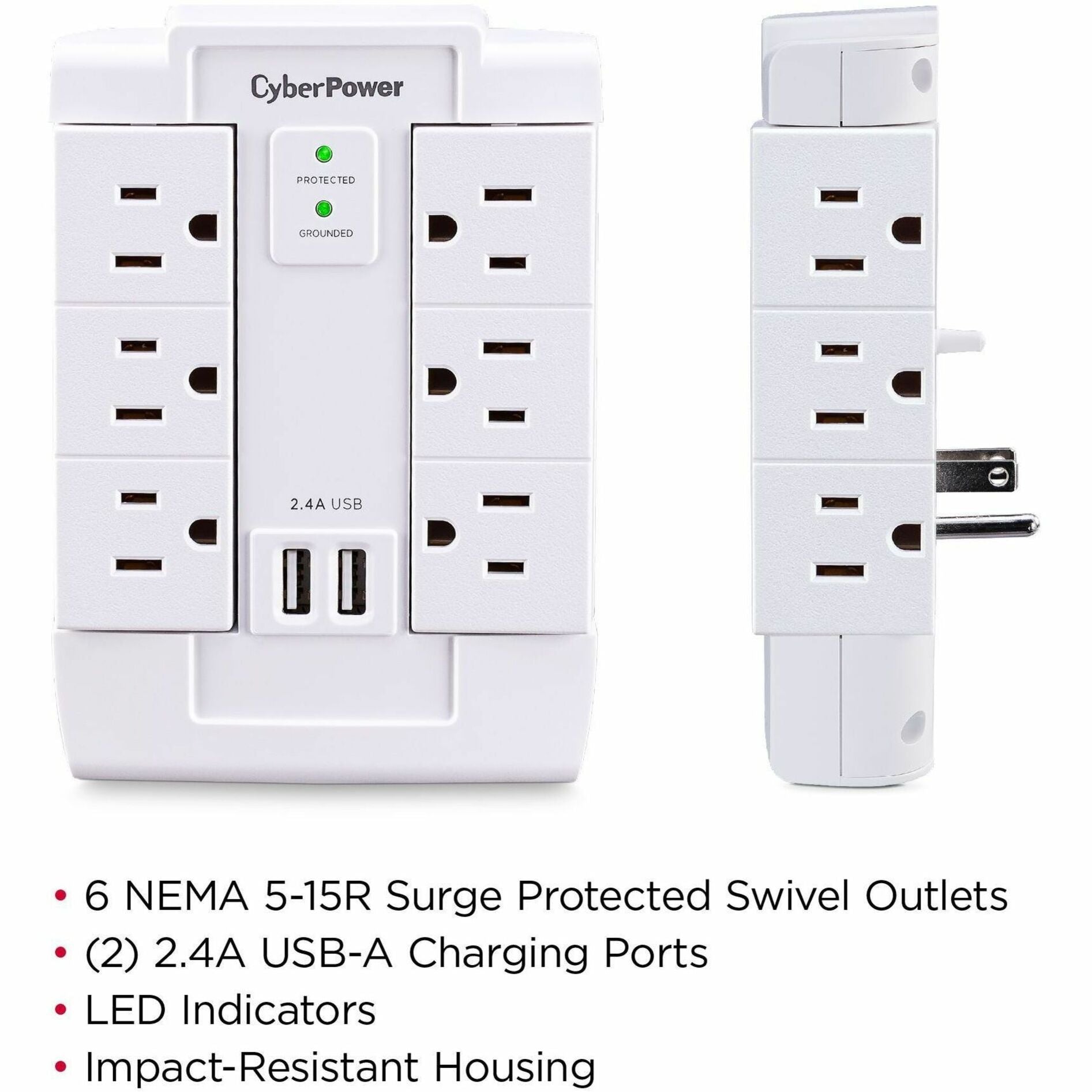 CyberPower CSP600WSURC2 Professional Surge Protector, 6-Outlet with 12 ...