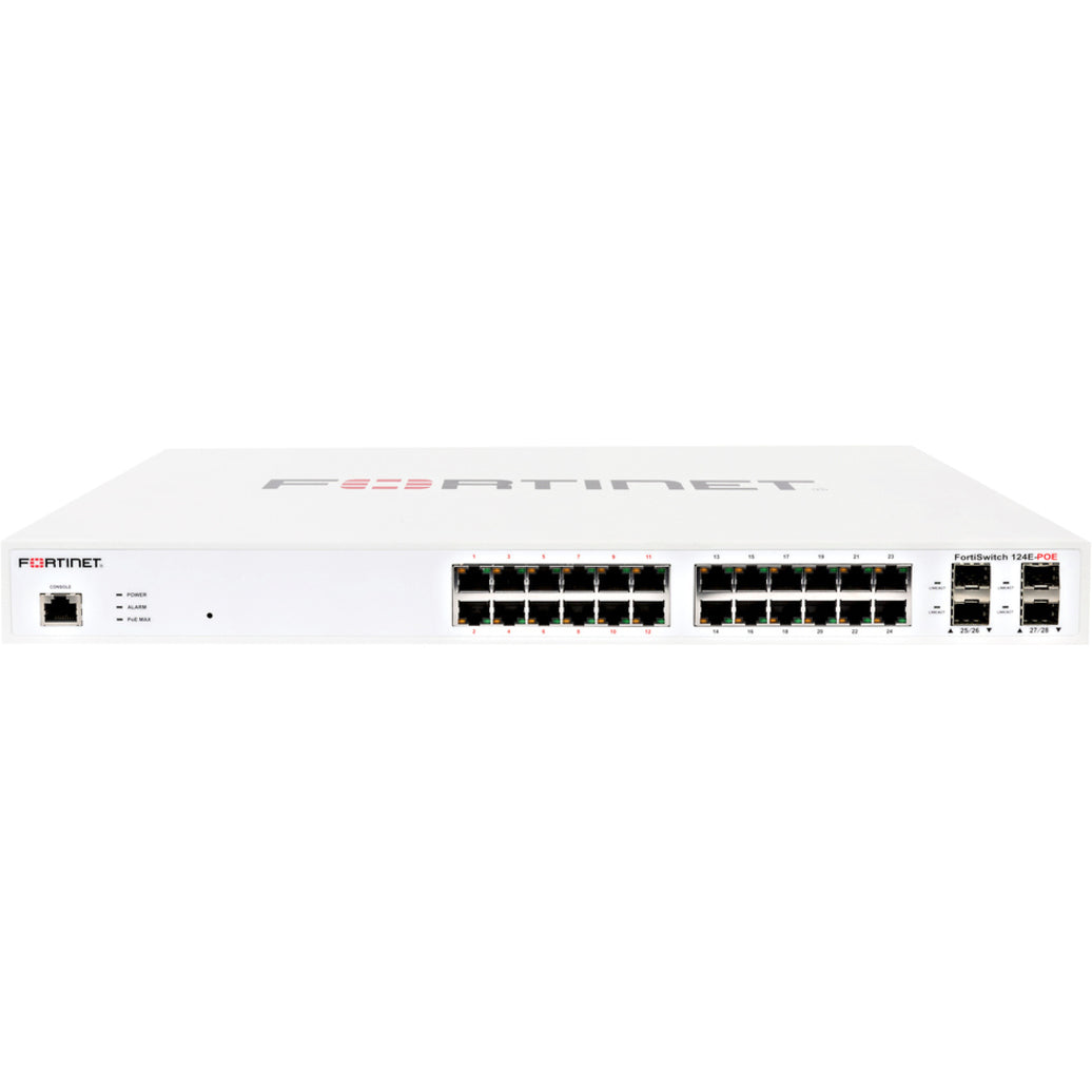 Fortinet FS-124E-POE FortiSwitch 124E-PoE Ethernet Switch, 24 Port Gig ...