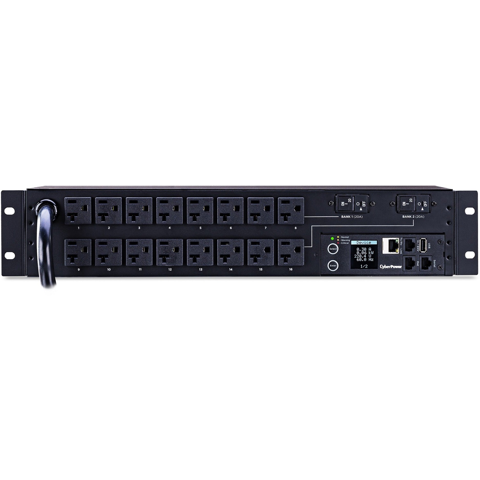 CyberPower PDU31003 16-Outlet PDU, 120V, 12ft Cord, 2U, 3-Year Warrant ...