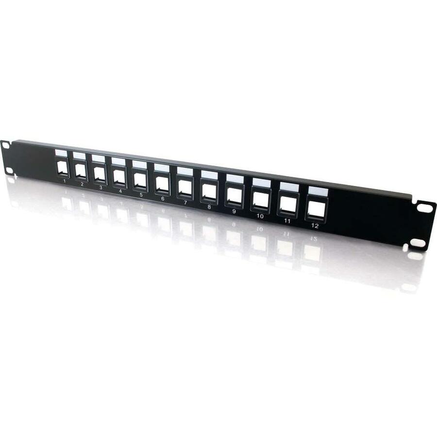 C2G 12-Port Blank Keystone/Multimedia Audio/Video Patch Panel, Configu ...