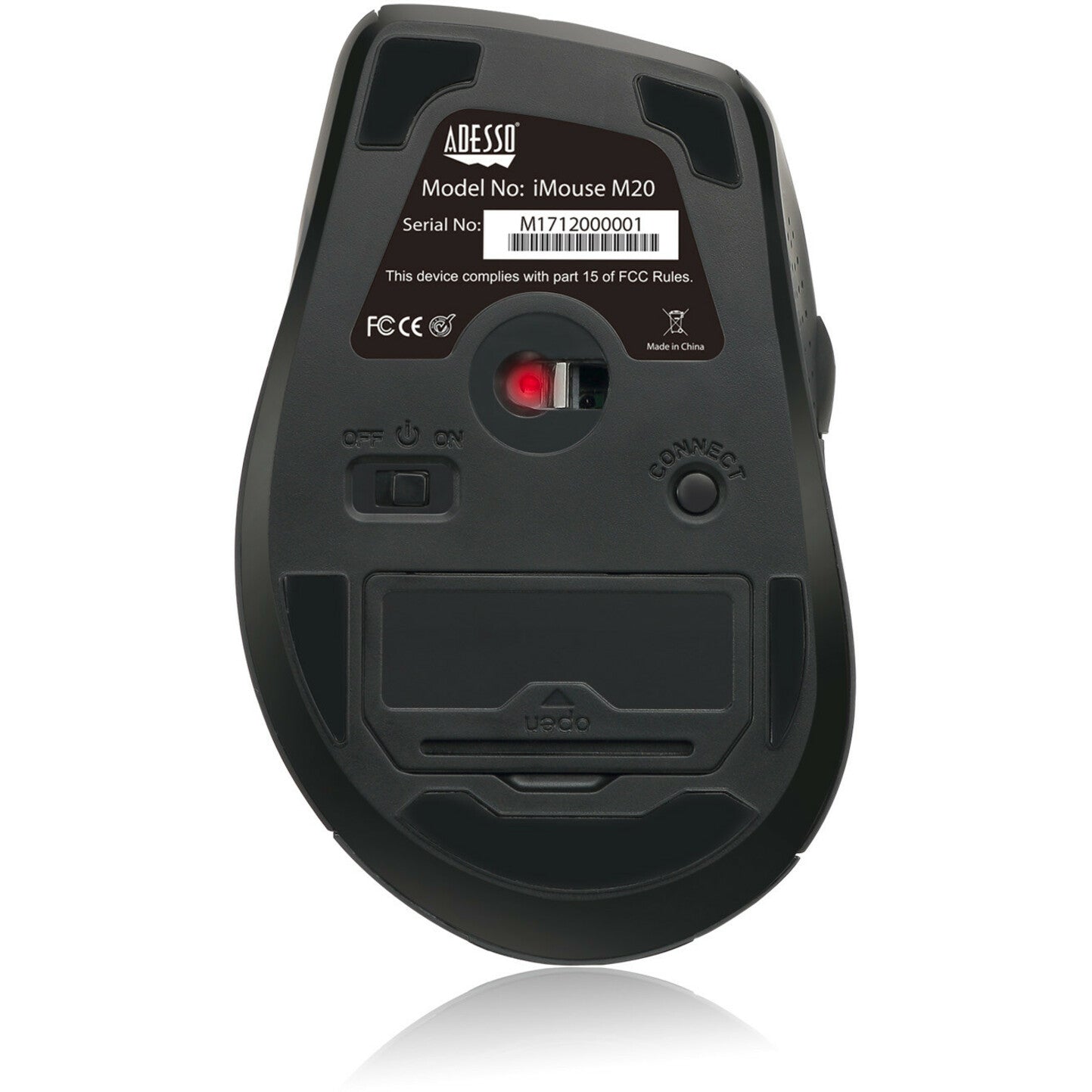 Adesso IMOUSE M20R Wireless Ergonomic Optical Mouse, Red, 2.4 GHz Radi ...