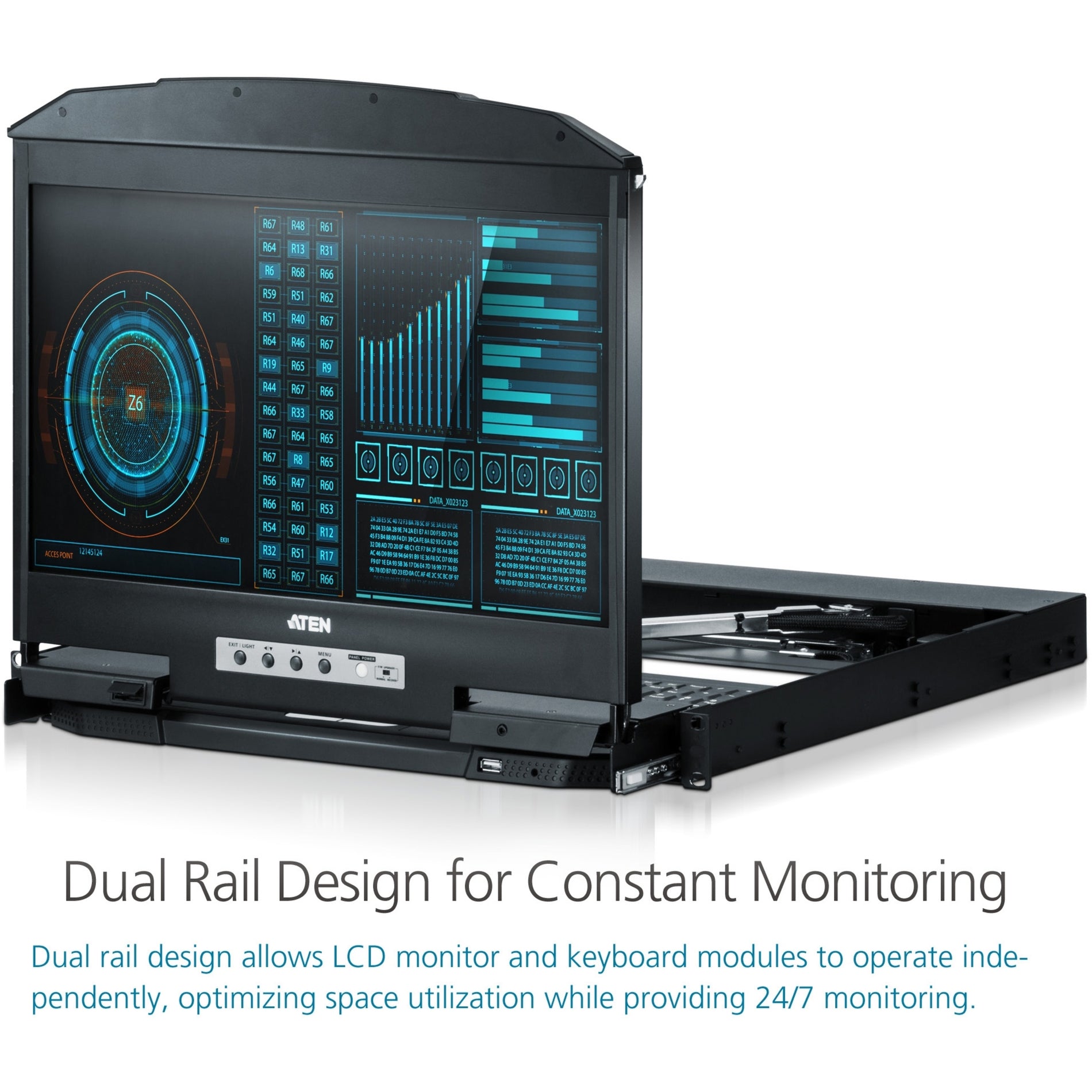 ATEN CL3800NW CL3800 LCD KVM Console with Standard Rack Mount Kit-TAA ...