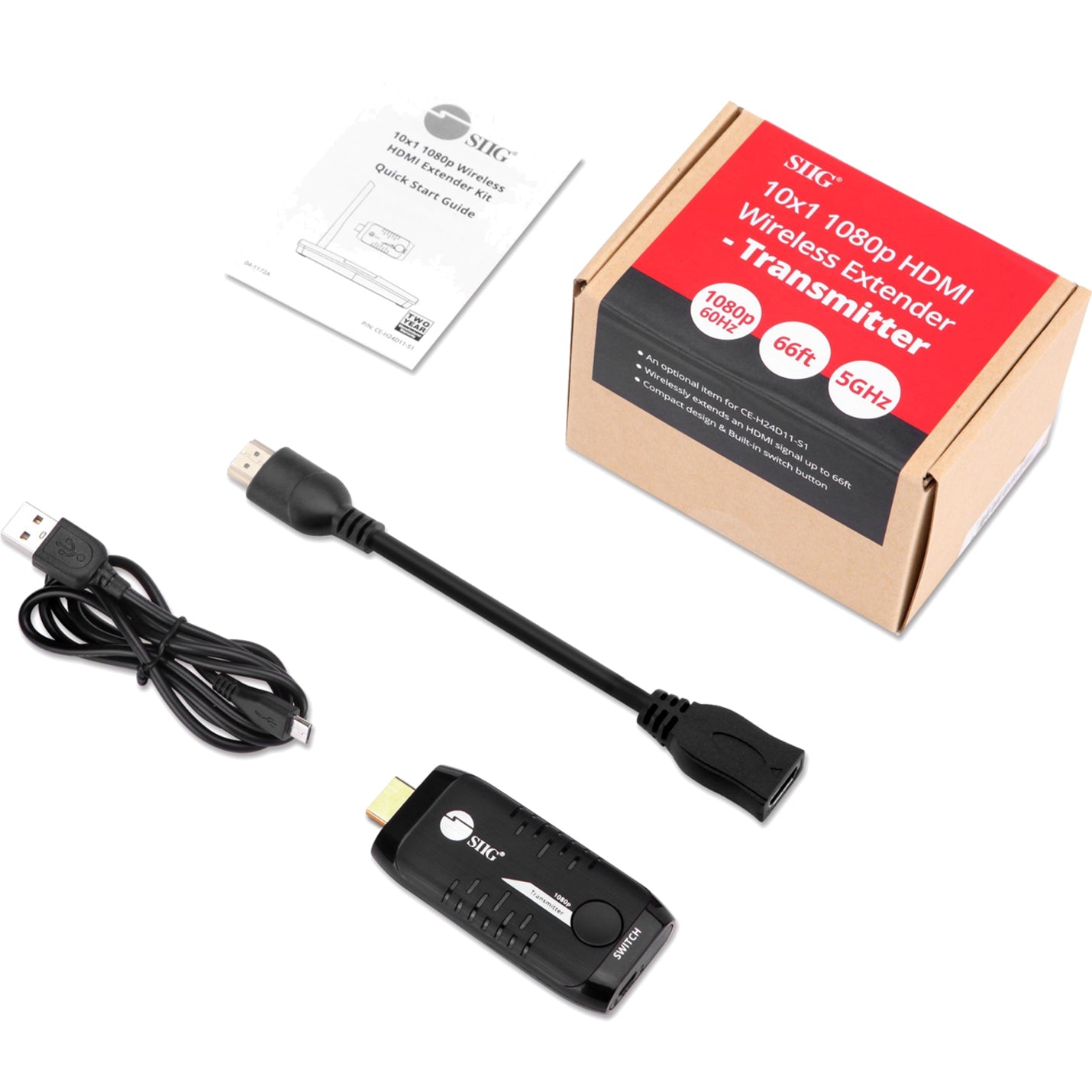 SIIG CE-H24E11-S1 10x1 1080p Wireless HDMI Extender - Transmitter, Ful ...