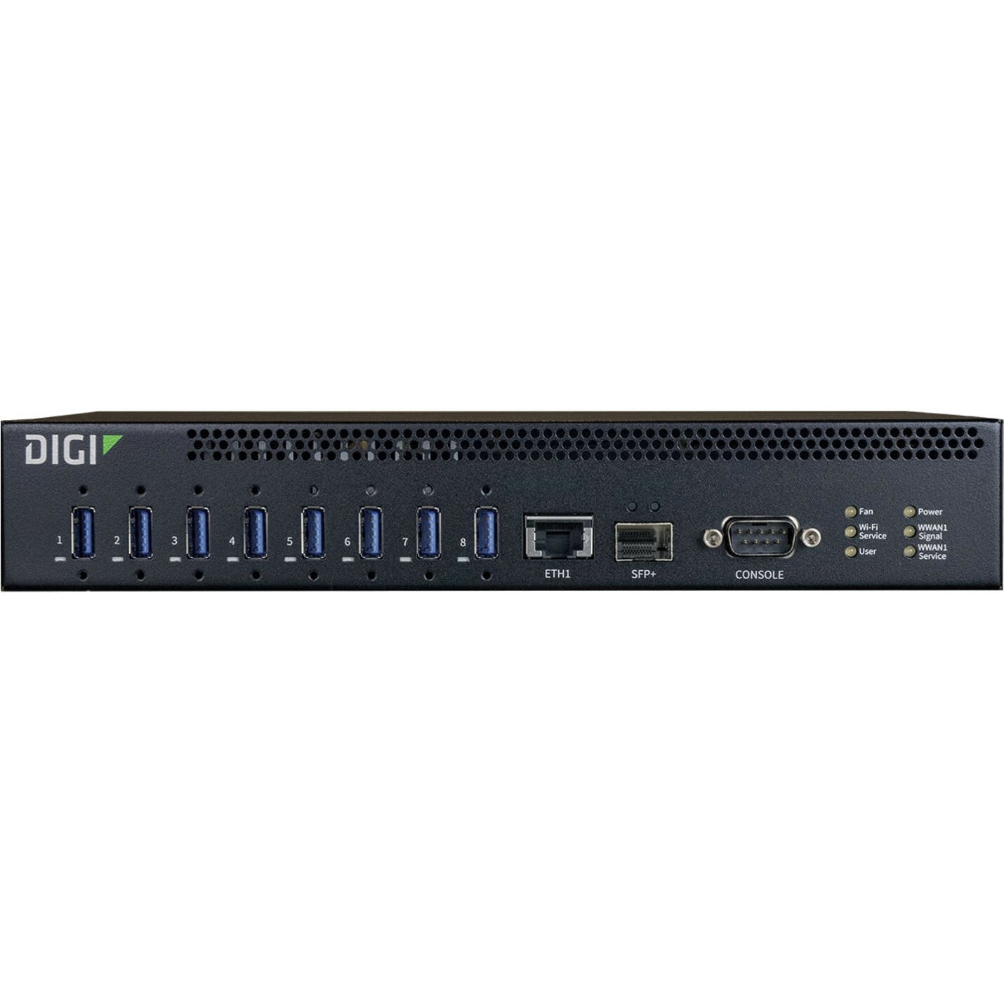 Digi AnywhereUSB 8 Plus USB/Ethernet Combo Hub, 8 USB 3.1 Ports, Netwo ...