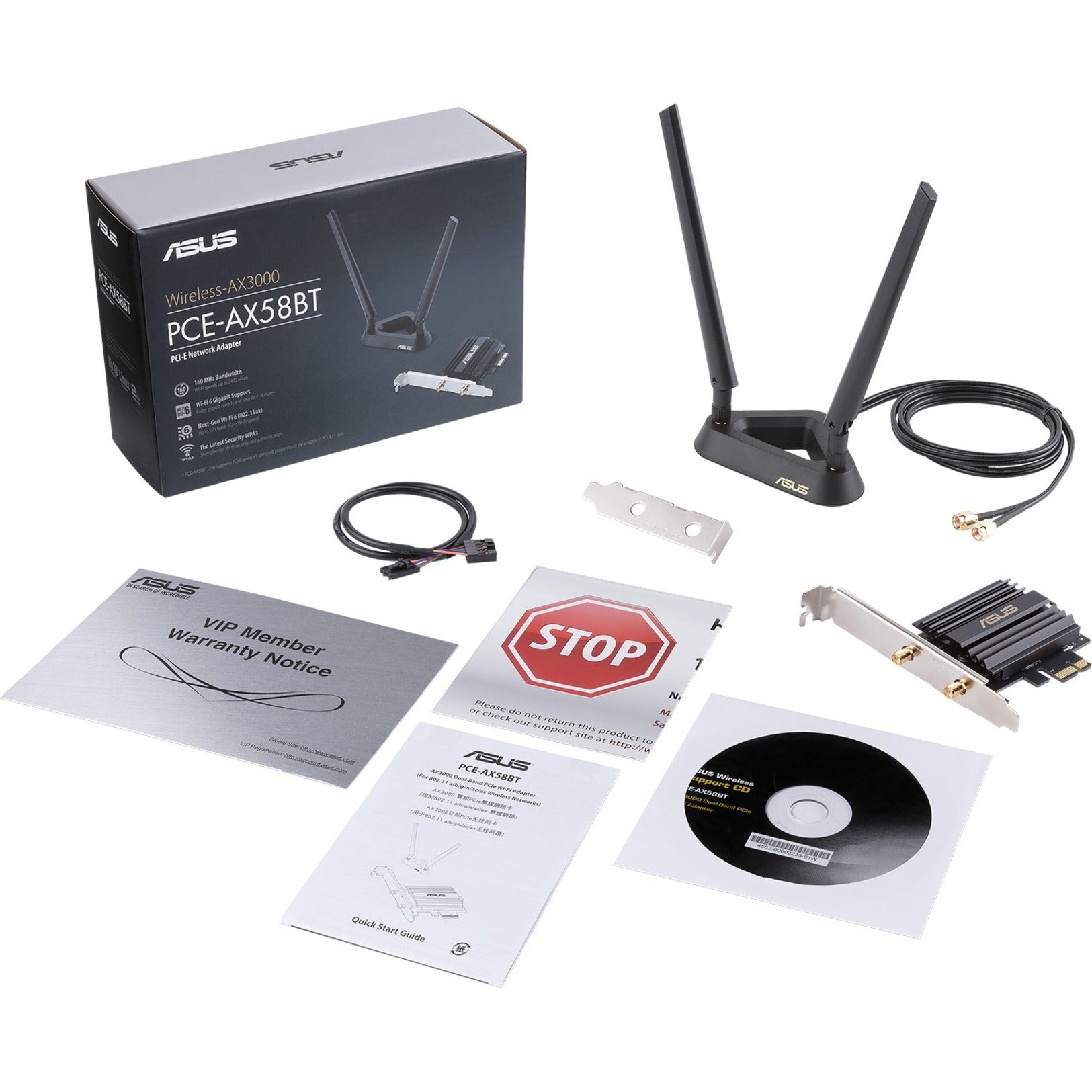 Asus PCE-AX58BT PCIe Wireless Adapter, Wi-Fi 6 802.11ax Standard for B ...
