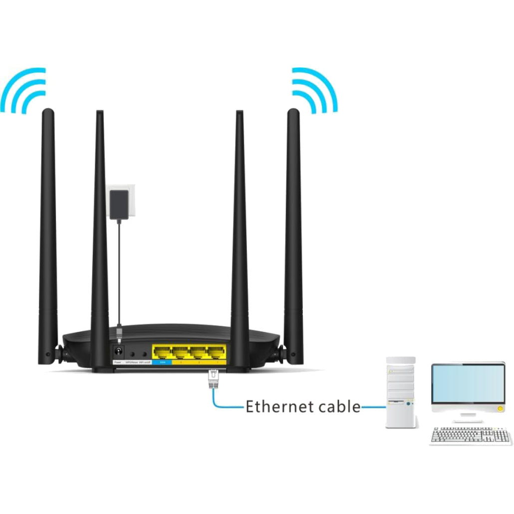 Tenda AC5 AC1200 Smart Dual-Band WiFi Router, Fast Ethernet, 145.88 MB ...