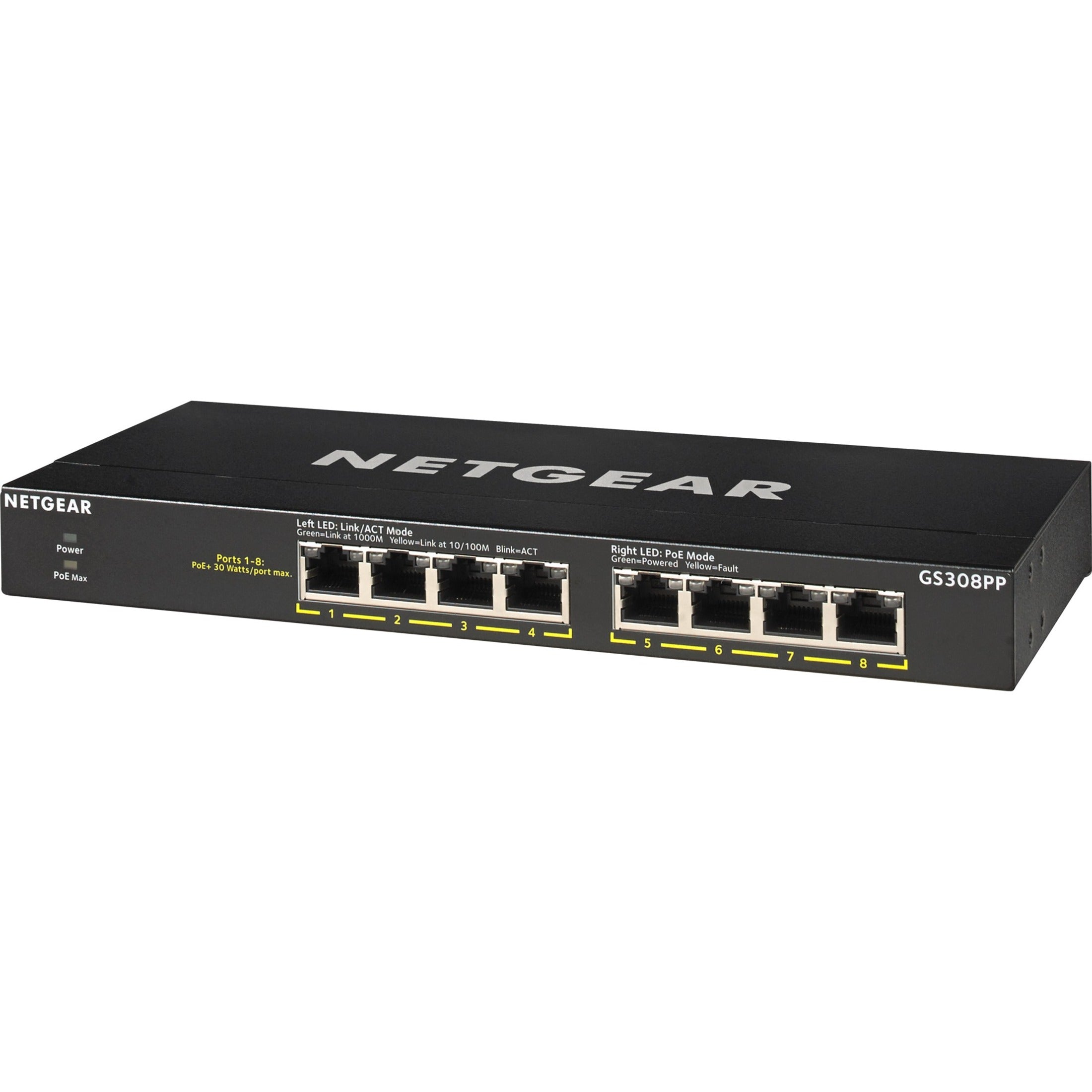 Netgear GS308PP 8-Port Gigabit Ethernet PoE+ Network Switch, Wall/Desk ...