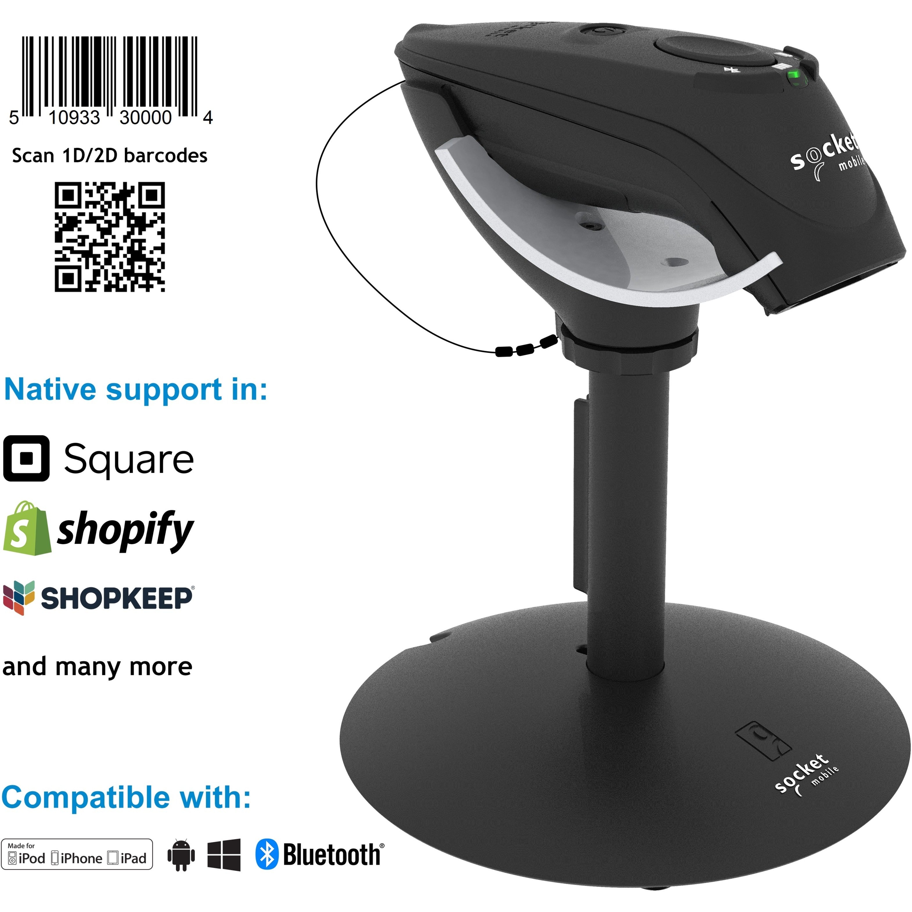 Socket Mobile DuraScan D740 Universal Barcode Scanner, Wireless 2D/1D ...