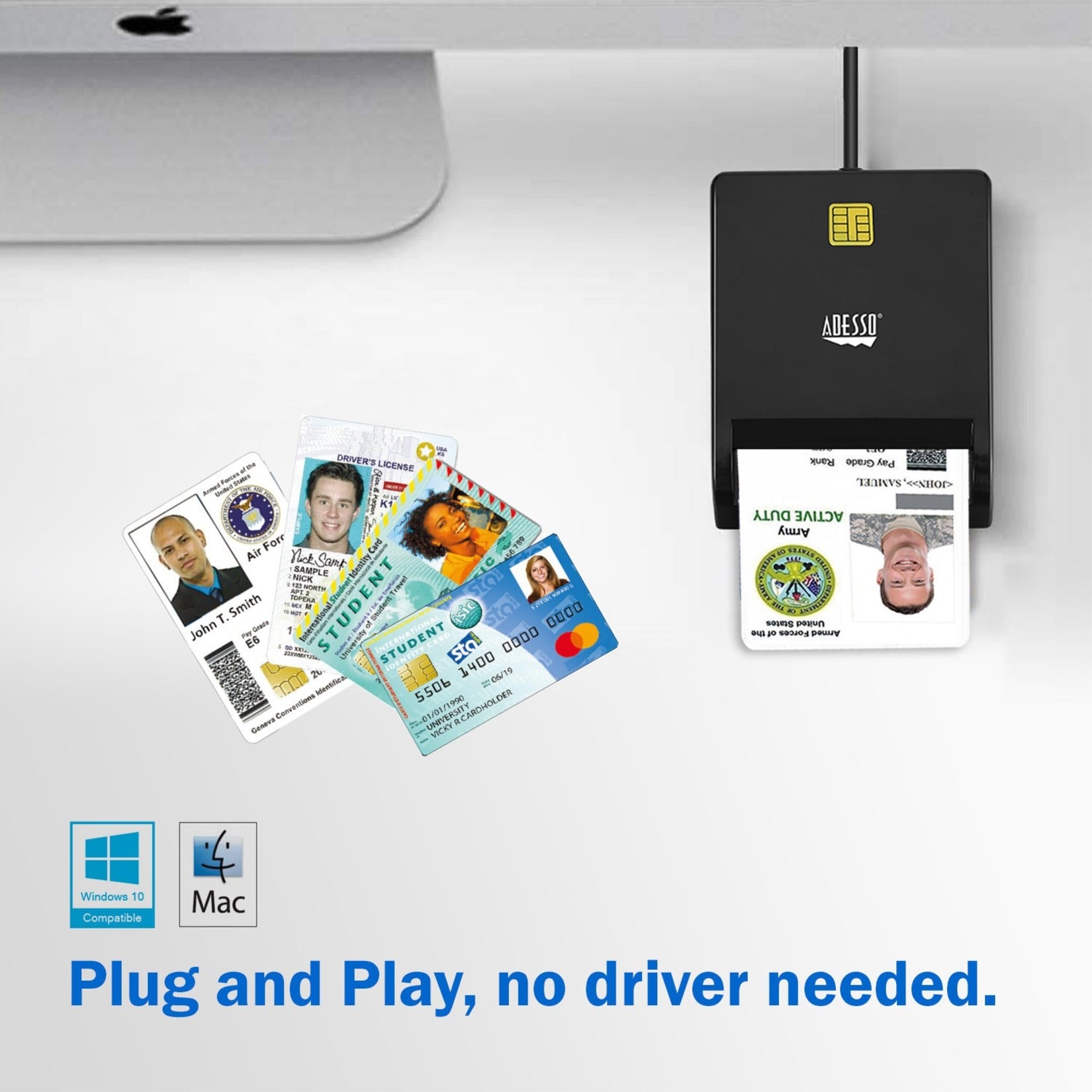 Adesso SCR-100-TAA SCR-100 Smart Card Reader, USB 2.0, Lifetime Warran ...