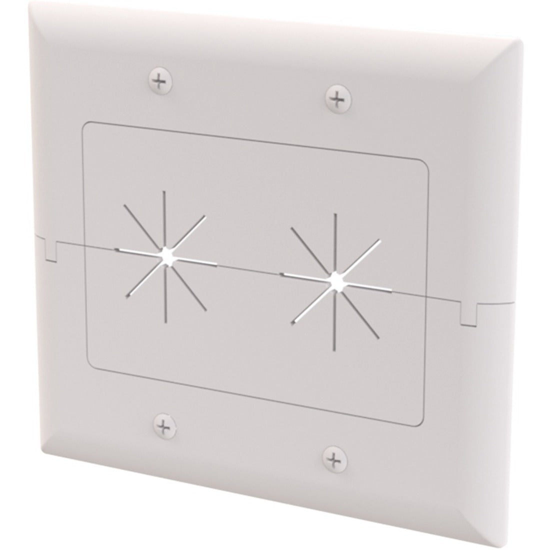 DataComm 2-Gang Split Plate Faceplate with Flexible Opening, White, Ea ...