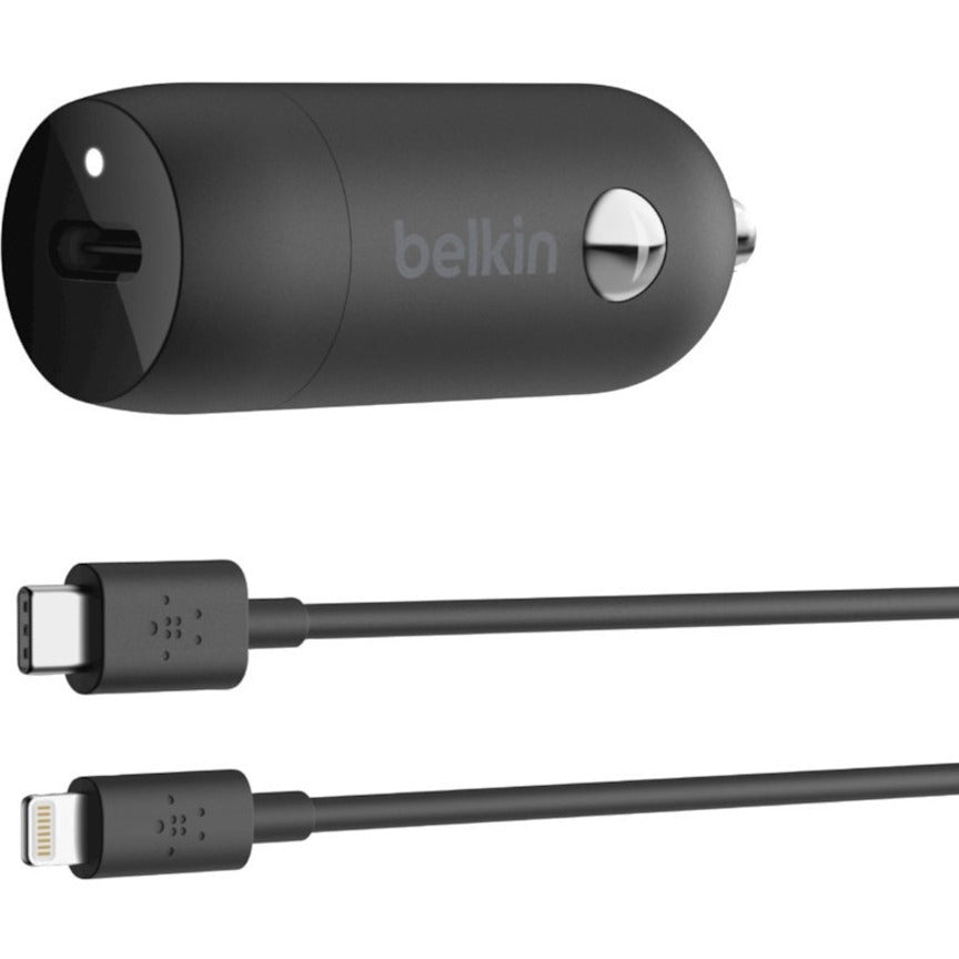 อะแดปเตอร์ในรถยนต์ Belkin CCA003BT04BK ชาร์จในรถยนต์ 20W พร้อมสาย Ligh ...