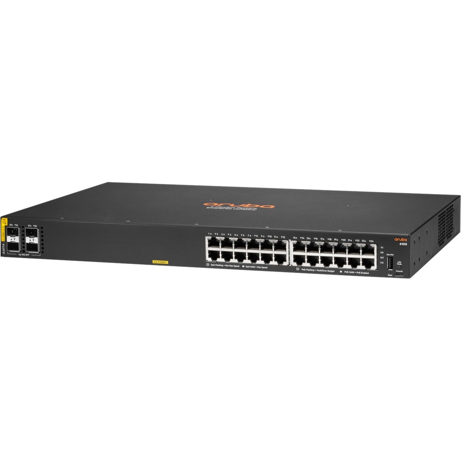 Aruba JL677A 6100 24G Class4 PoE 4SFP+ 370W Switch, Gigabit Ethernet ...